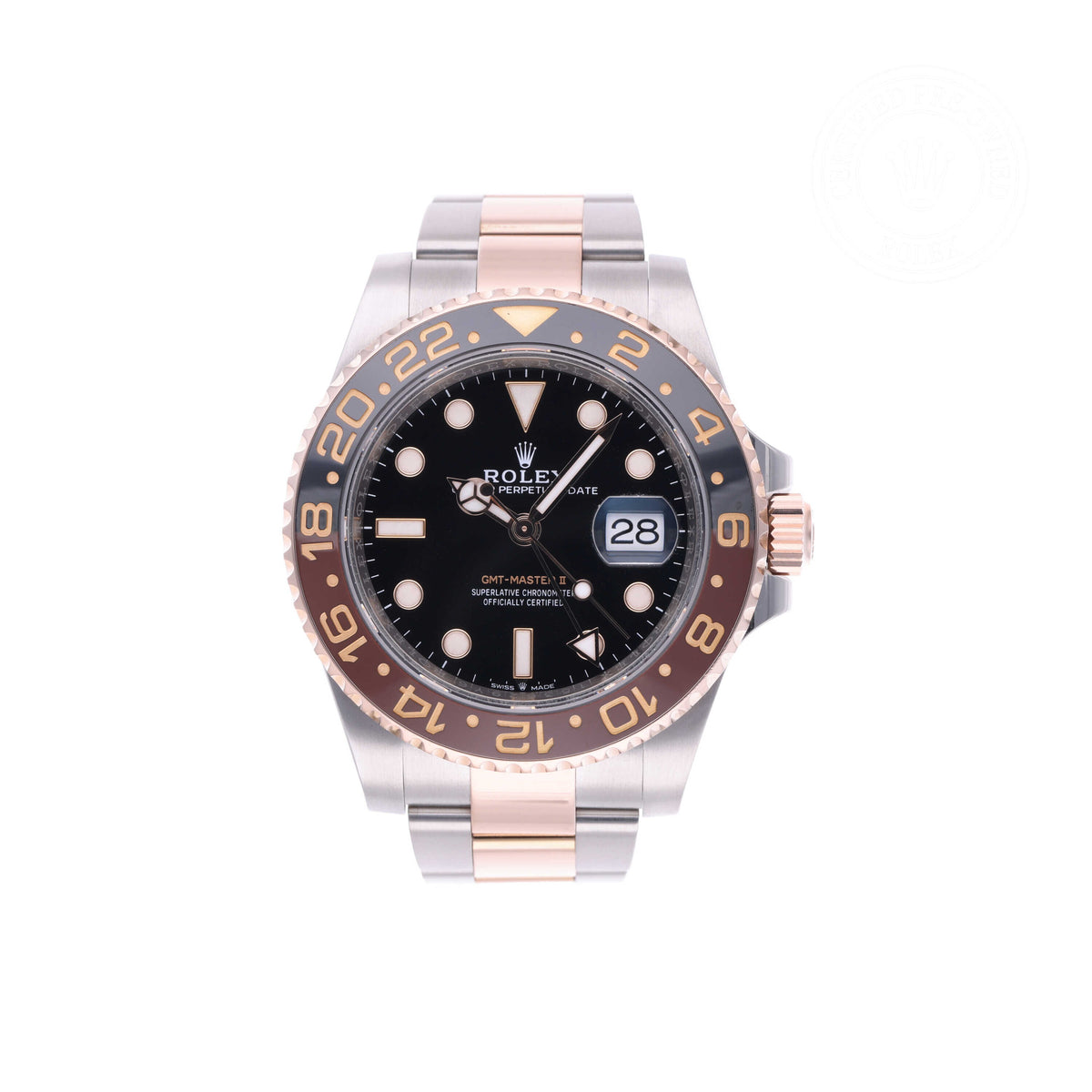 Rolex Certified Pre-owned CPO4655 GMT II SS/18KR BKDL BK/CHOC BZ O ...
